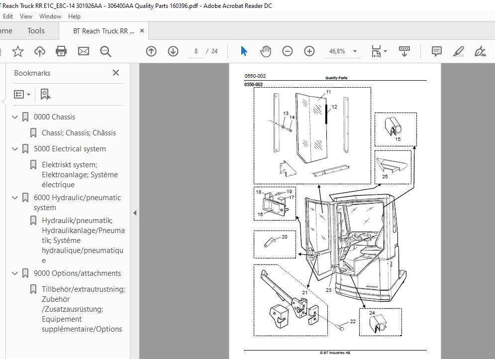 BT Reach Truck Series RR E1_E8-C, E1C_E8C-14(C)(15) Quality Parts