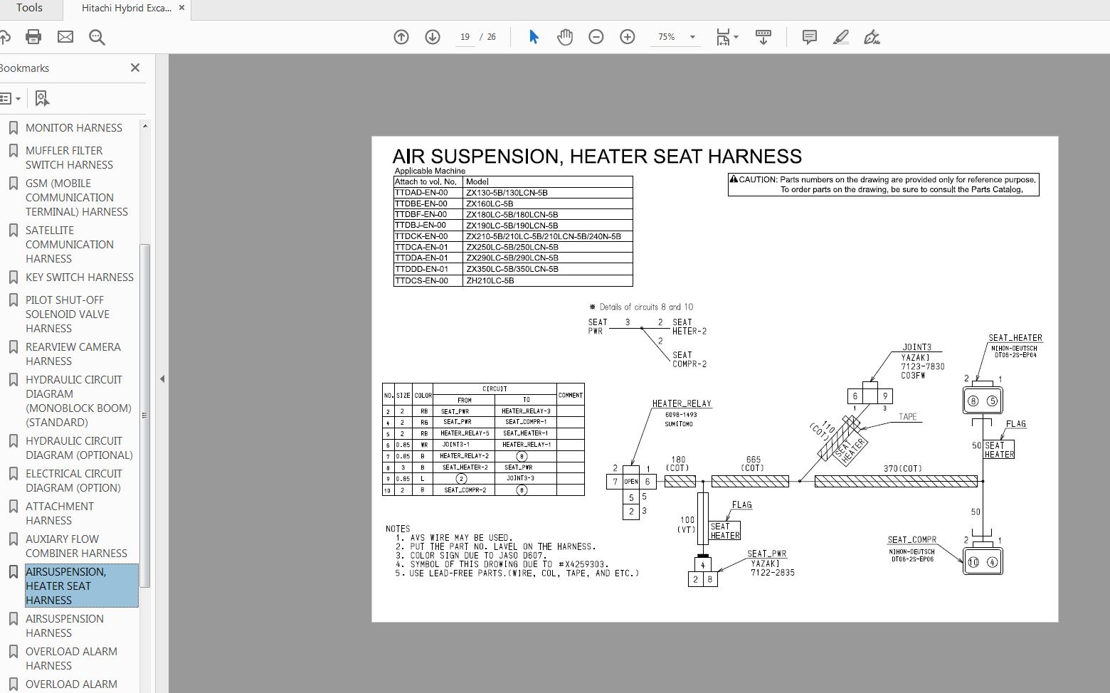 Hitachi Hydraulic Excavator ZX370LCH_400MTH GI Technical Manual & Circuit Diagram