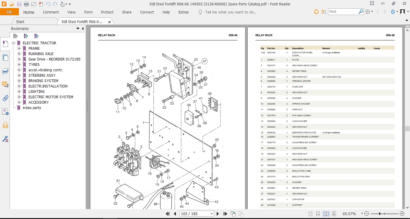 Still Sted Forklift R06-06 149302 (0126-R0606) Spare Parts Catalog