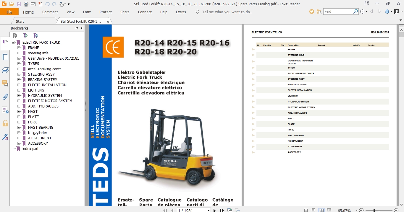 Still Sted Forklift R20-14_15_16_18_20 161786 (R2017-R2024) Spare Parts ... Still Sted Forklift R20-14_15_16_18_20 161786 (R2017-R2024) Spare Parts ...