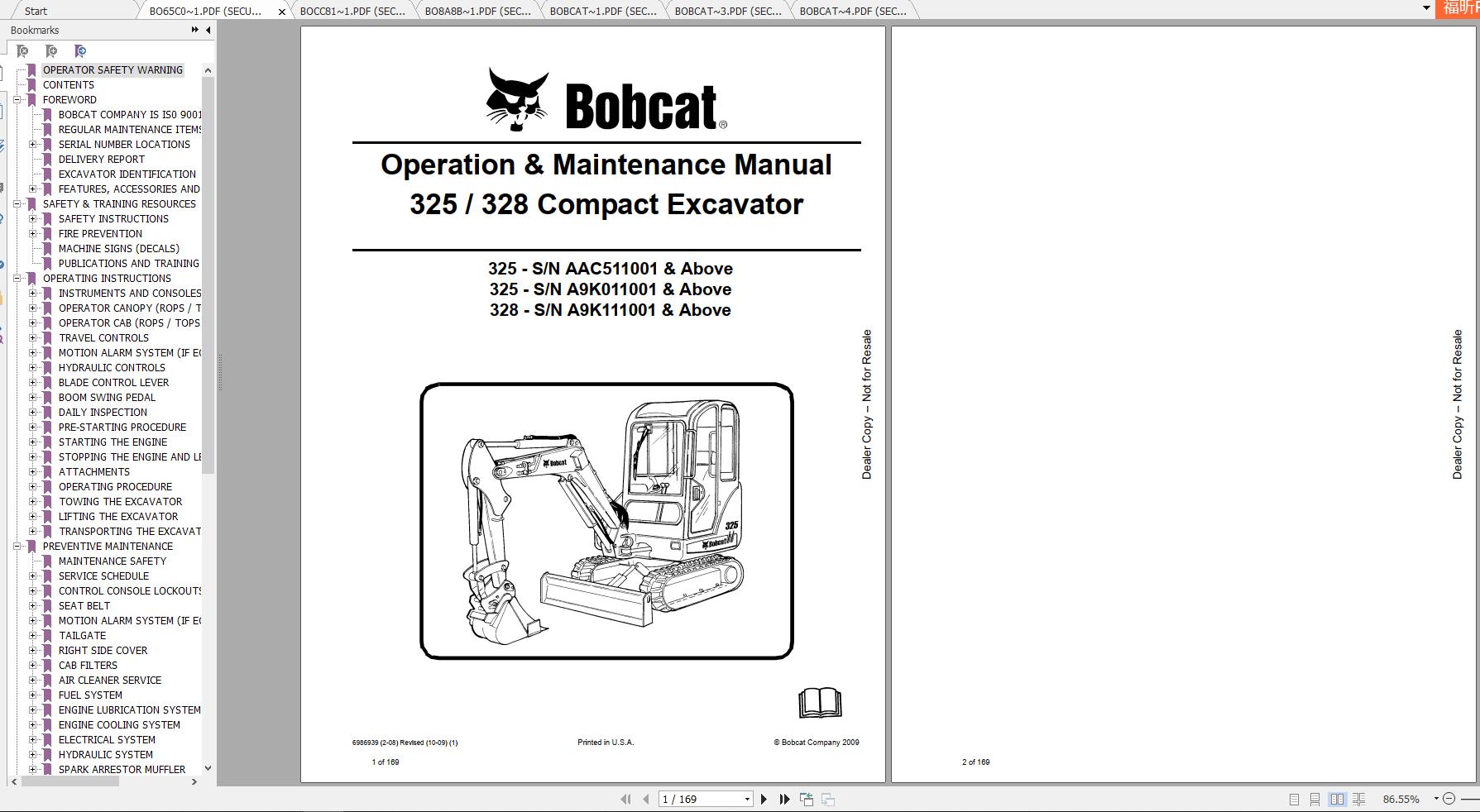 Bobcat Compact Excavator 325 328 Operation & Maintenance Manuals Bobcat Compact Excavator 325 328 Operation & Maintenance Manuals