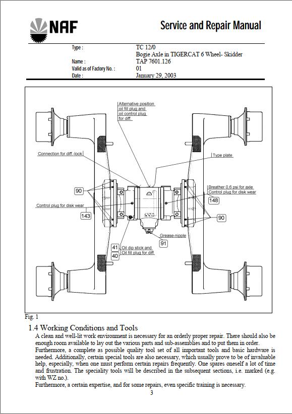 Tigercat NAF Bogie Axle Service & Repair Manual_21287A