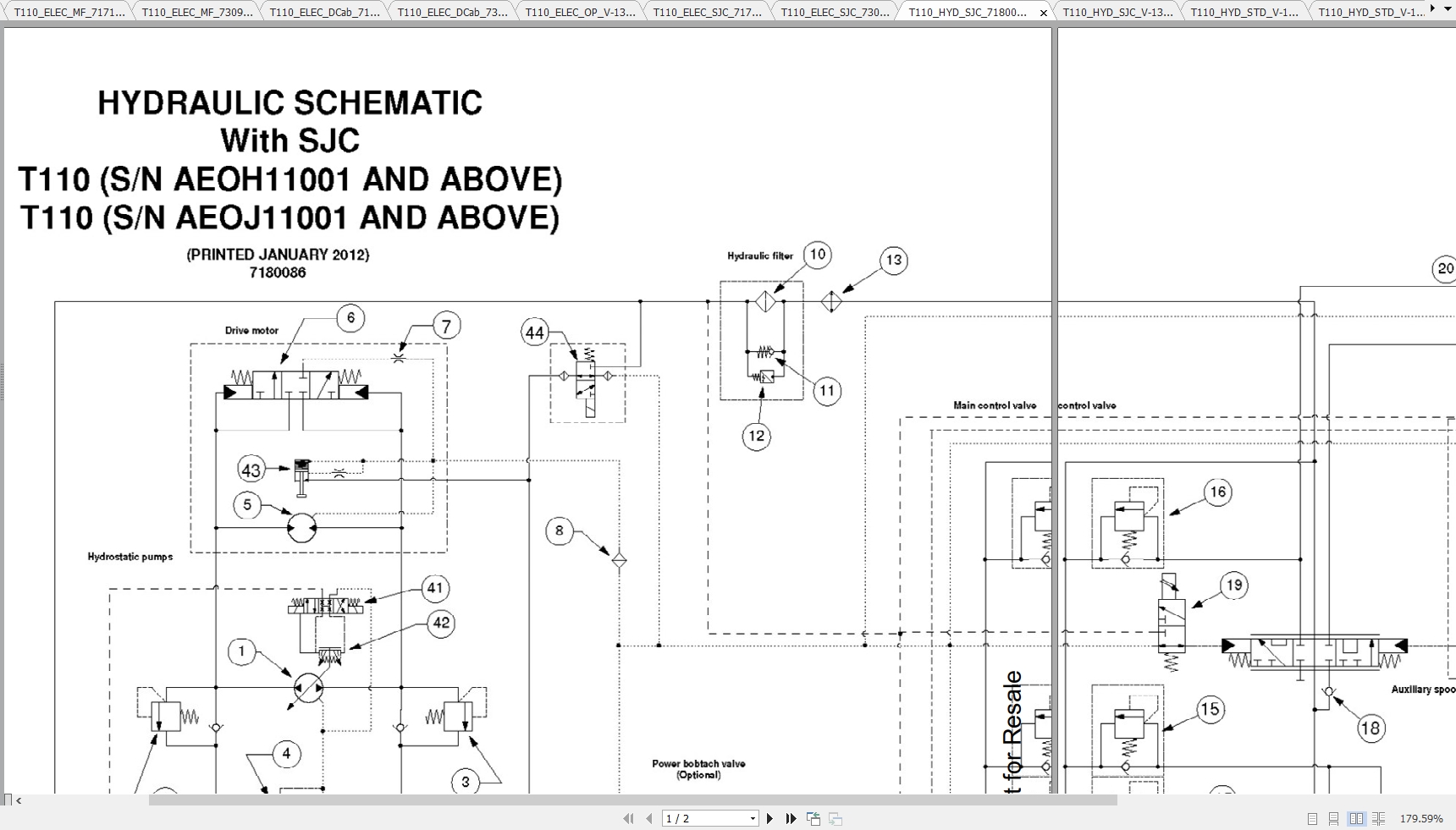 Bobcat Loader T110 Hydraulic & Electrical Schematic