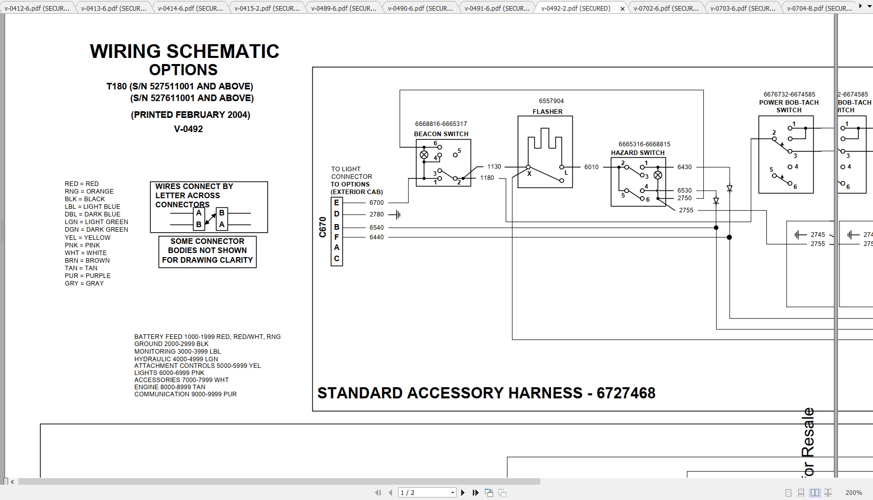 Bobcat Loader T180 Hydraulic & Electrical Schematic