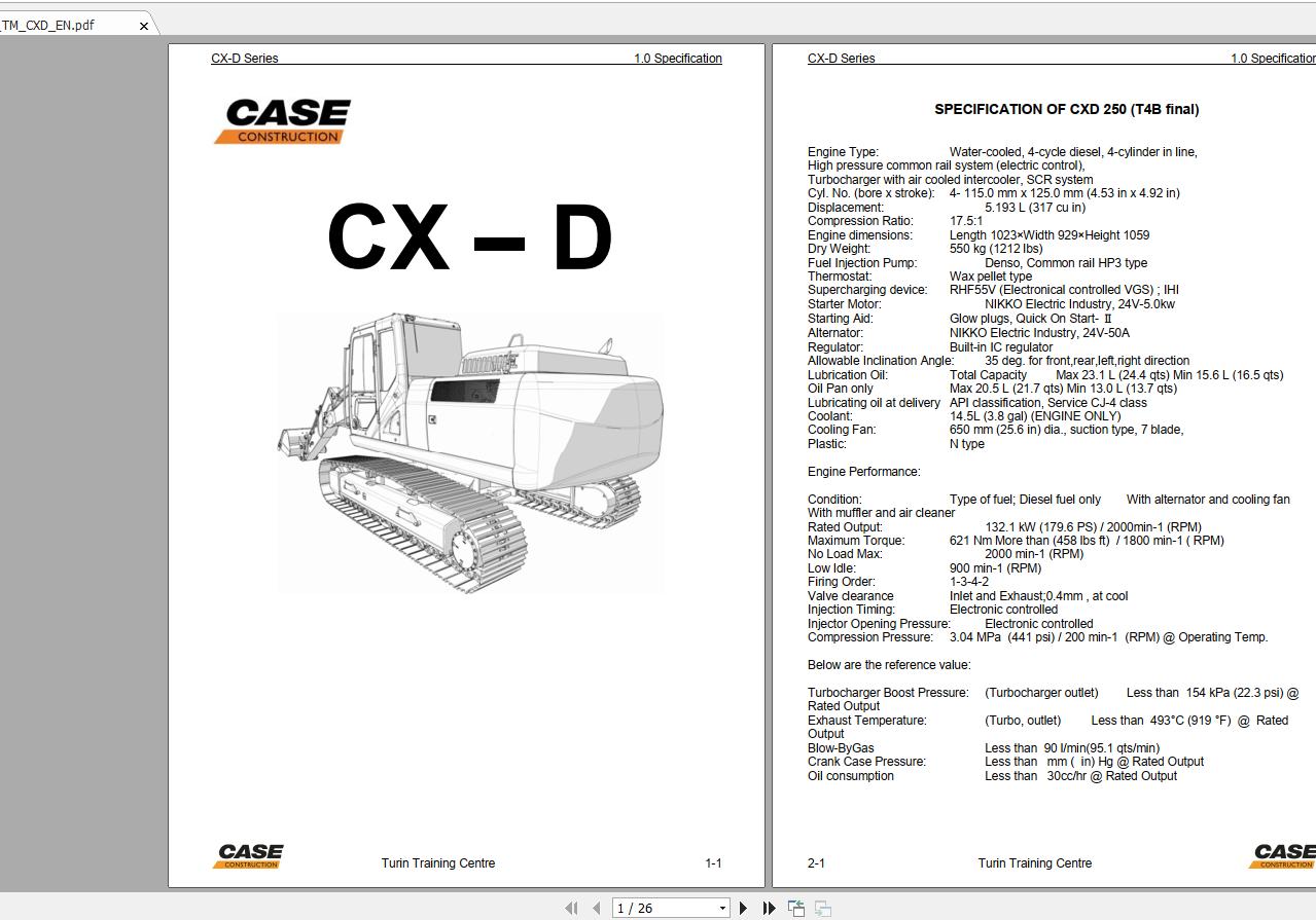 Case Crawler Excavator CX210D-CX350D Workshop Manual & Schematic