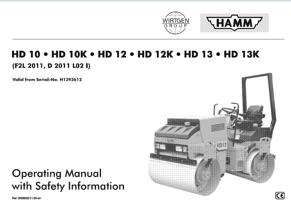 Hamm 3412 3414 Earth Compaction Rollers Hydraulic Diagrams