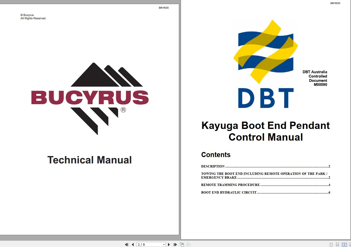 Bucyrus Kayuga Boot End Pendant Control Techinal Manual BI616030 PDF