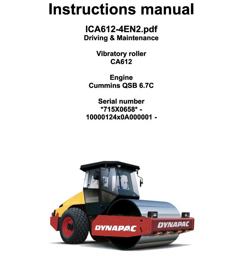 Dynapac Roller CA612 Operation Maintenance Manual PDF