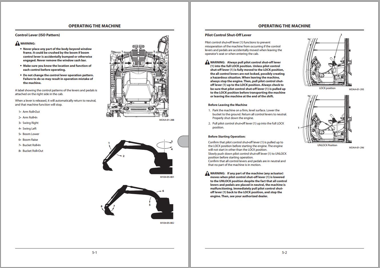 Hitachi ZX200-5A ZX200LC-5A Excavator Operators Manual ENMDAK-2-6 PDF
