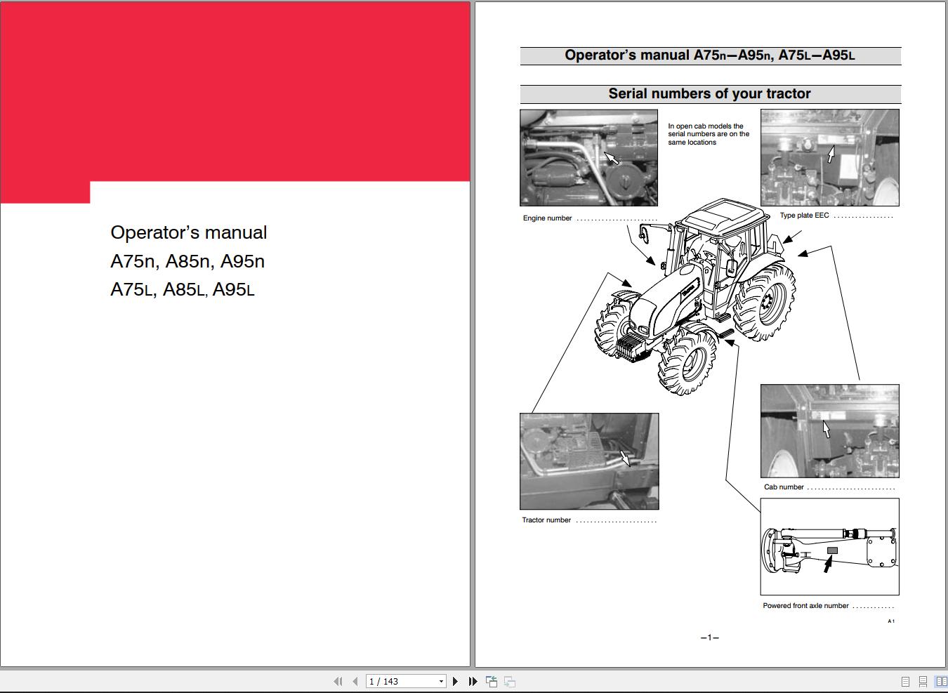 Valtra A75N to A95L Tractor Operators Manual PDF