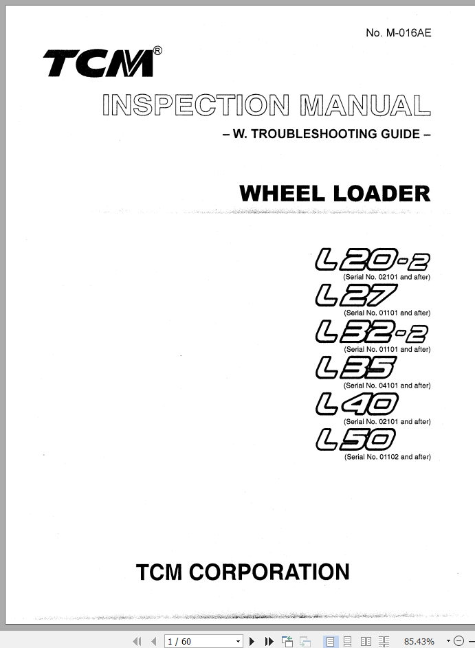 TCM FHG15N7 FHD15Z7 FHG18N7 FHD18Z7 Parts Manual PF-10KC PDF