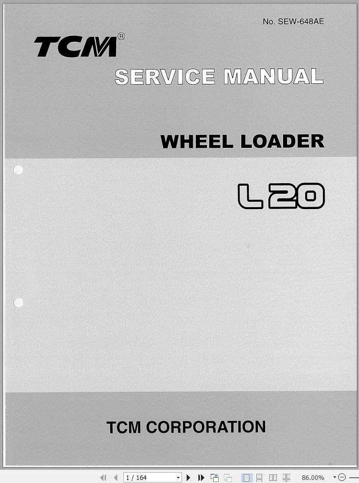 TCM L20 Wheel Loader Service Manual PDF