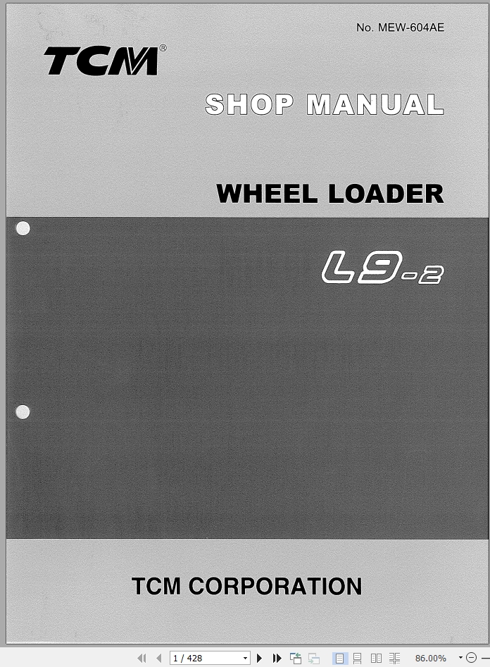 TCM L9-2 Wheel Loader Shop Manual MEW-604AE PDF