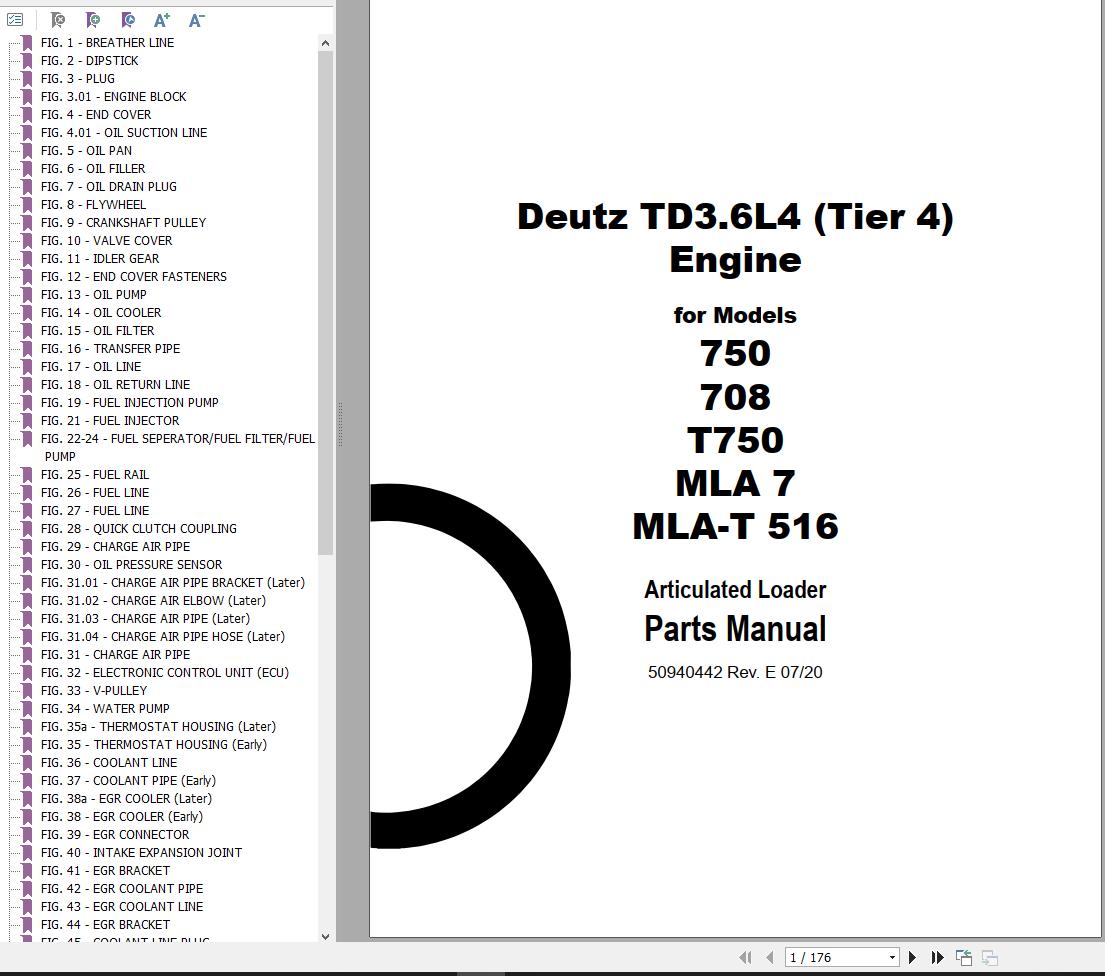 Deutz TD3.6L4 Tier4 Enginee Parts Manual 50940442 PDF