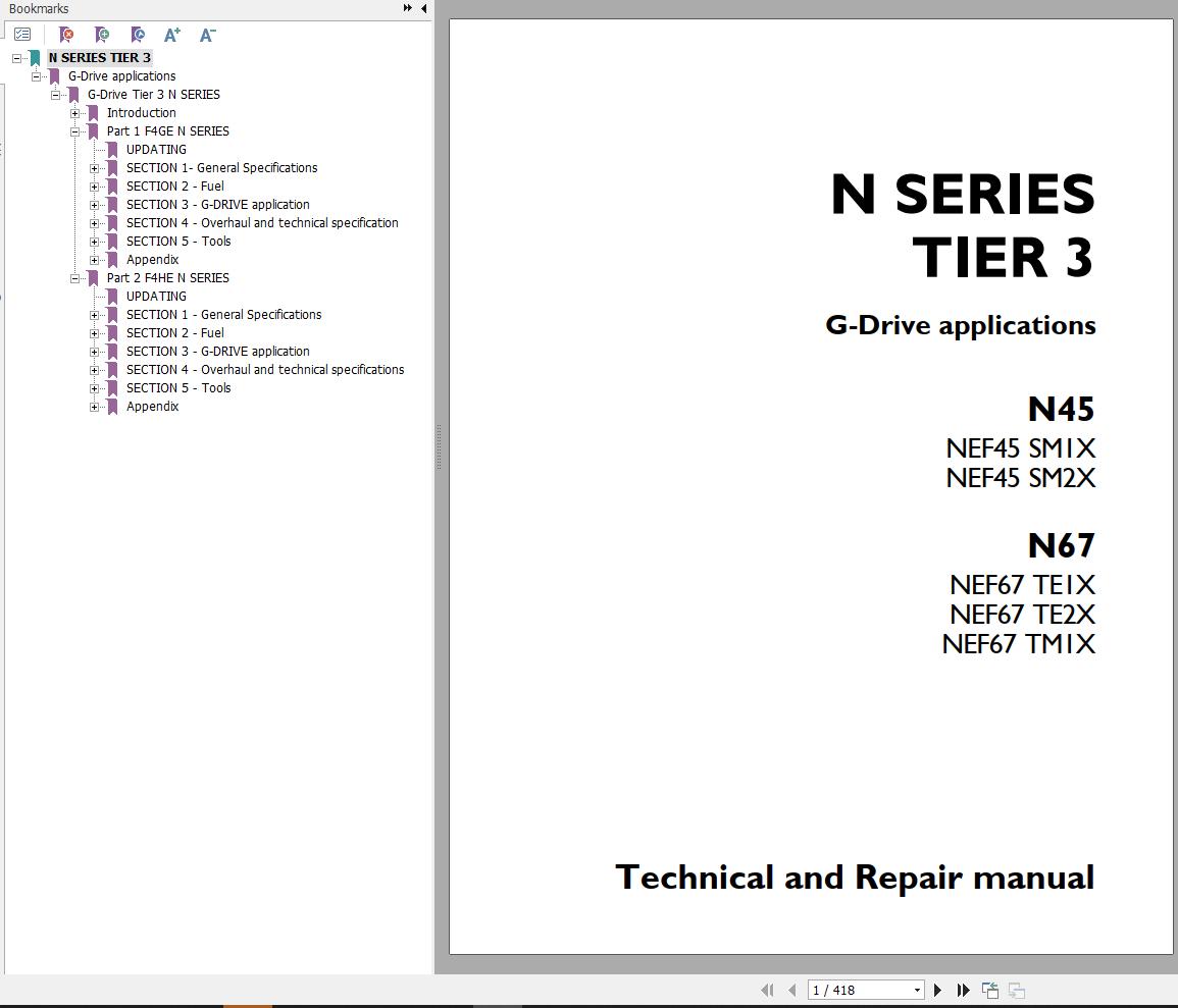 Iveco N45 N67 Series N Tier3 Technical Repair Manual P4D32N003E PDF