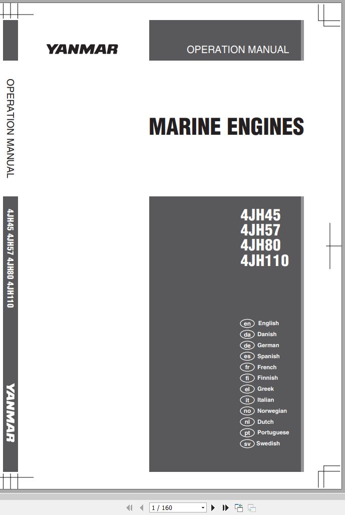 Yanmar 4JH45 to 4JH110 Marine Engine Operation Manual PDF