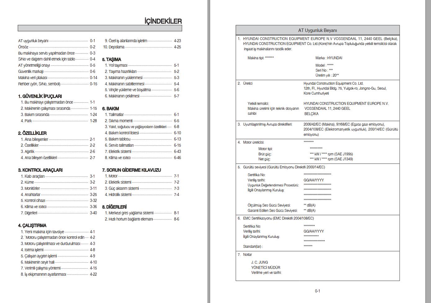 Hyundai HL770-9 Excavator Operator Manual TR PDF