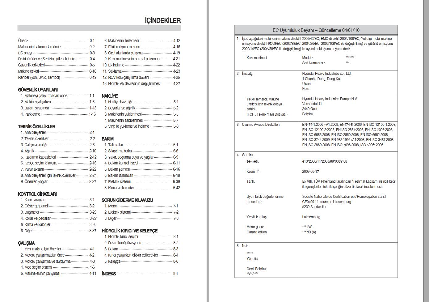 Hyundai R140LC-9 Excavator Operator Manual TR PDF