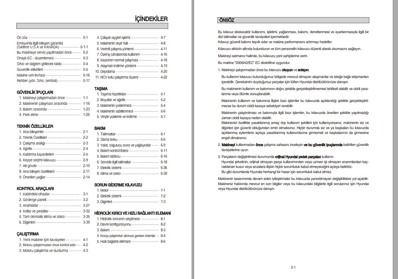 Hyundai R55-9A Excavator Operator Manual TR PDF