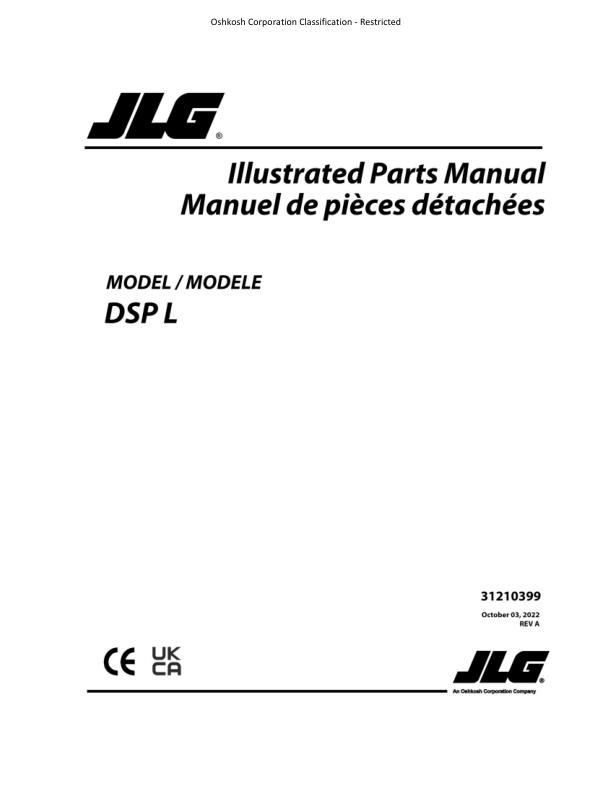 JLG DSP L Parts Manual 31210399 2022 PDF
