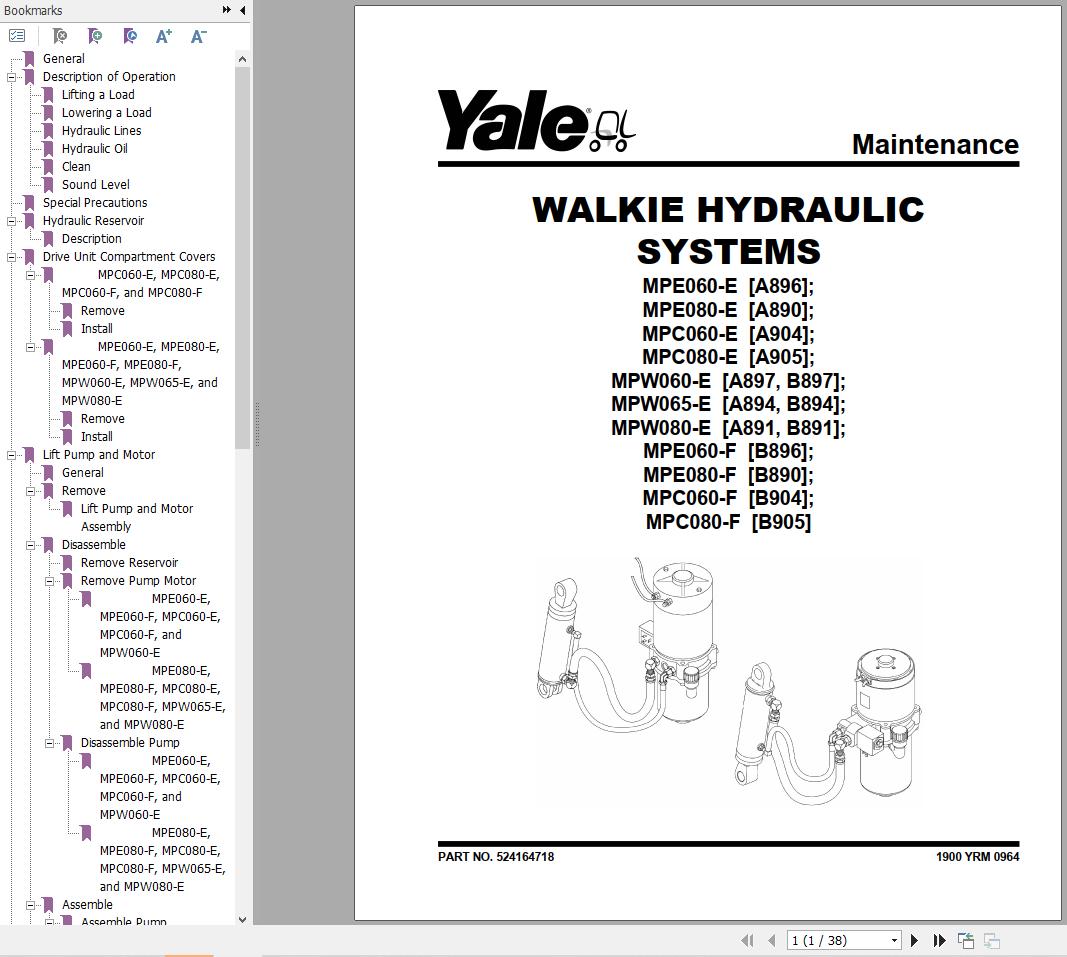 Yale B865 MO10 AC-MO10S AC-MO10S WP AC Parts Catalog 524238084 PDF