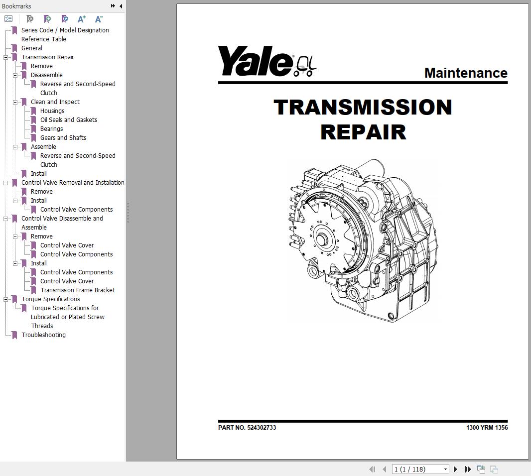 Yale GC080VX to GLC120VXPRS (F818) Forklift Parts Manual PDF
