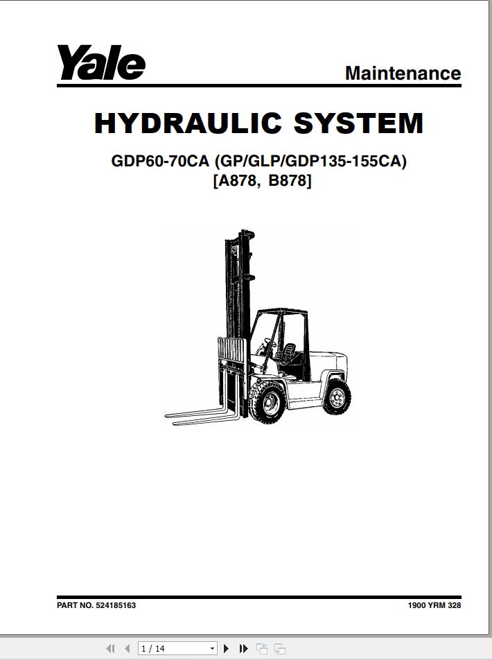 Yale MS14 MS16 Forklift Diagrams and Parts Manual 2005 PDF