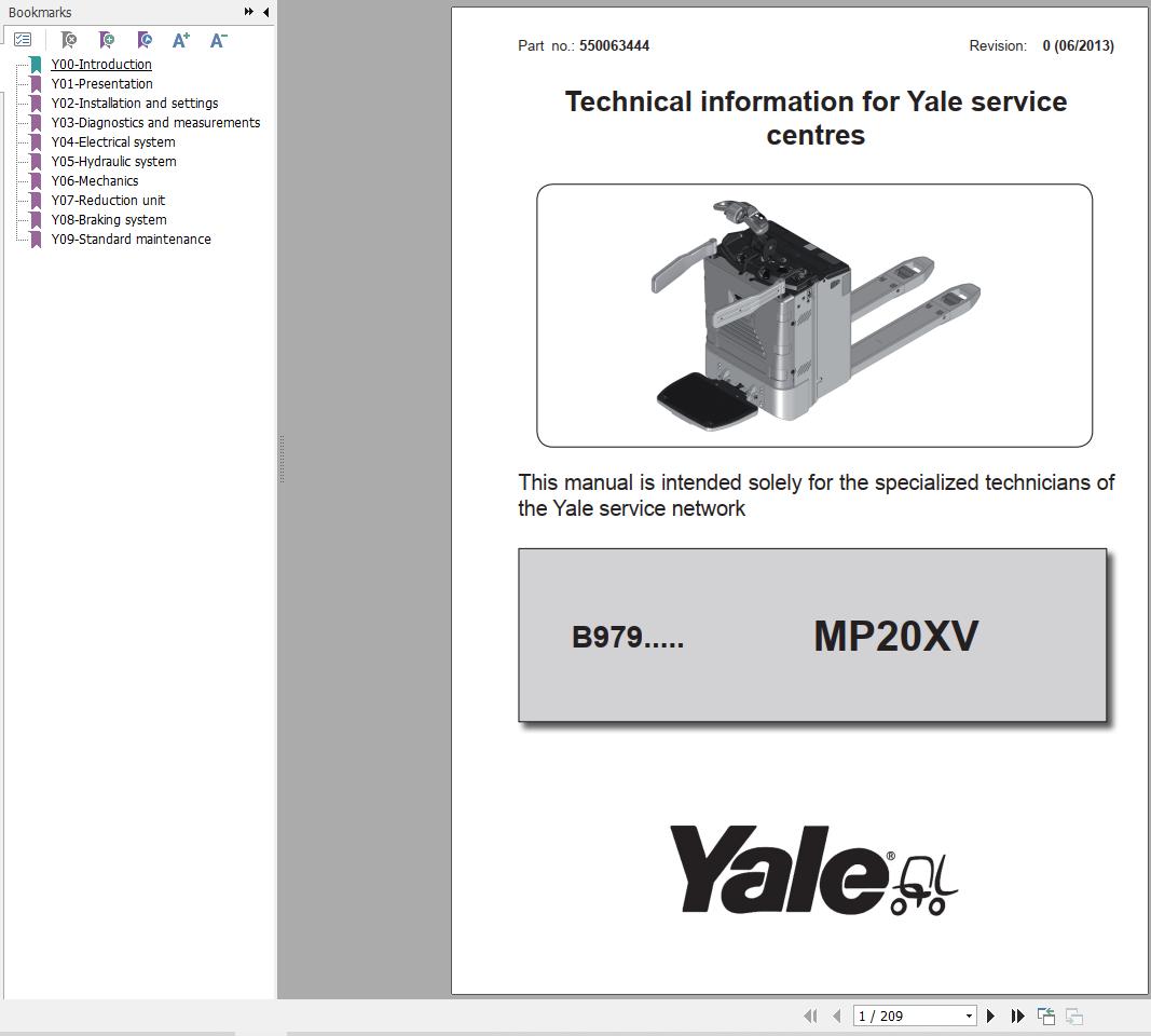 Yale B865 MO10 AC-MO10S AC-MO10S WP AC Parts Catalog 524238084 PDF