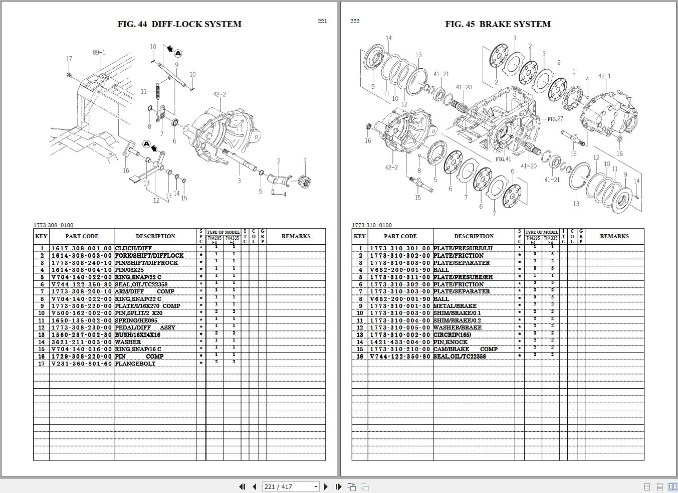Iseki TH4295 TH4335 Parts Catalog 1772-097-100-10 PDF