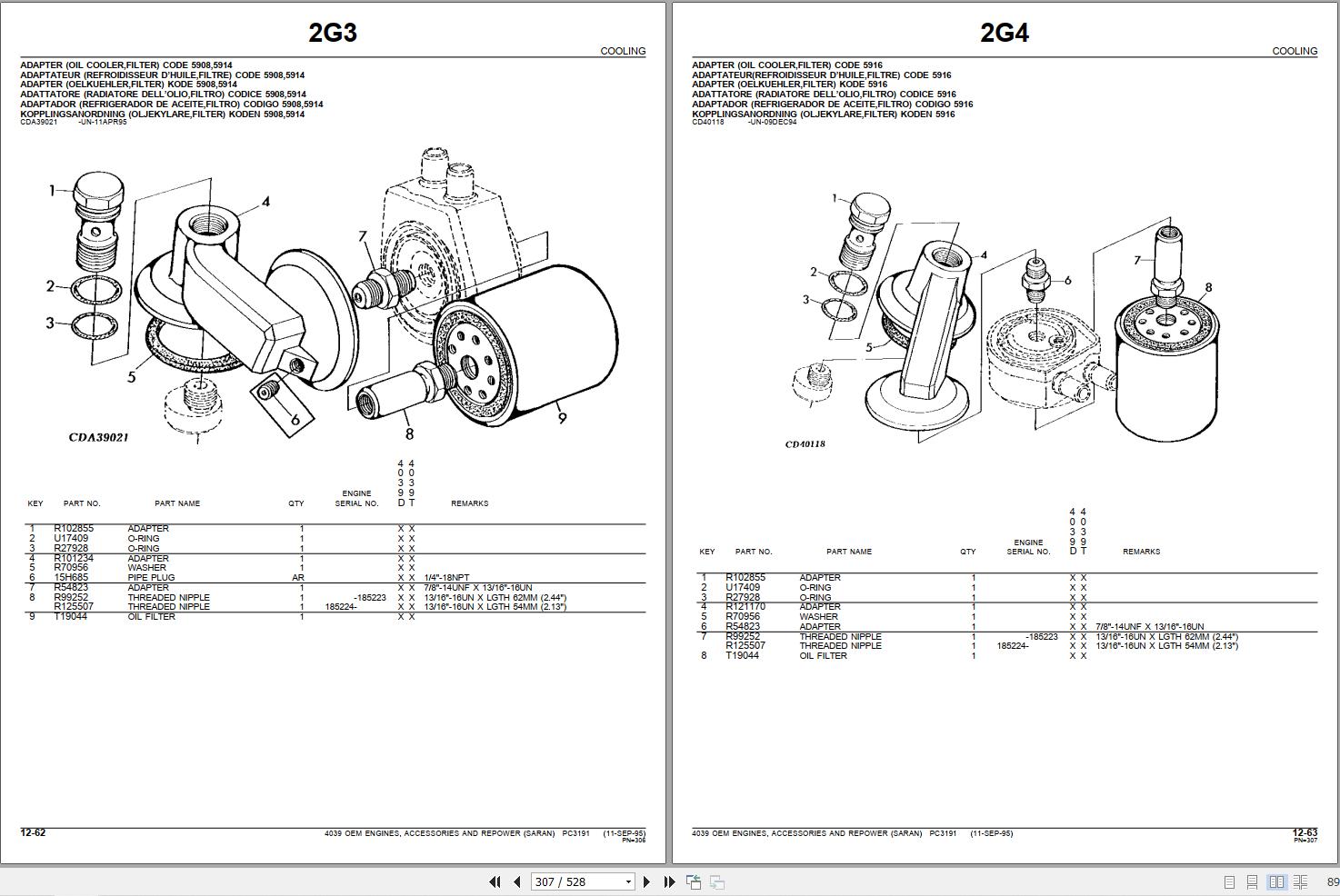 John Deere 4039 Engine Parts Catalog PC3191 PDF