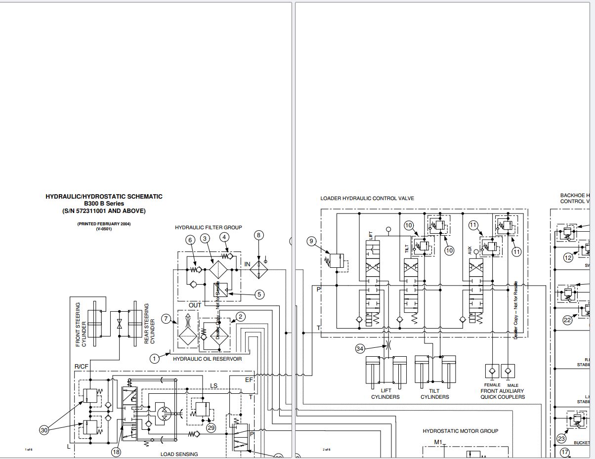 Bobcat B300 Backhoe Loader Electrical Hydraulic Schematic PDF