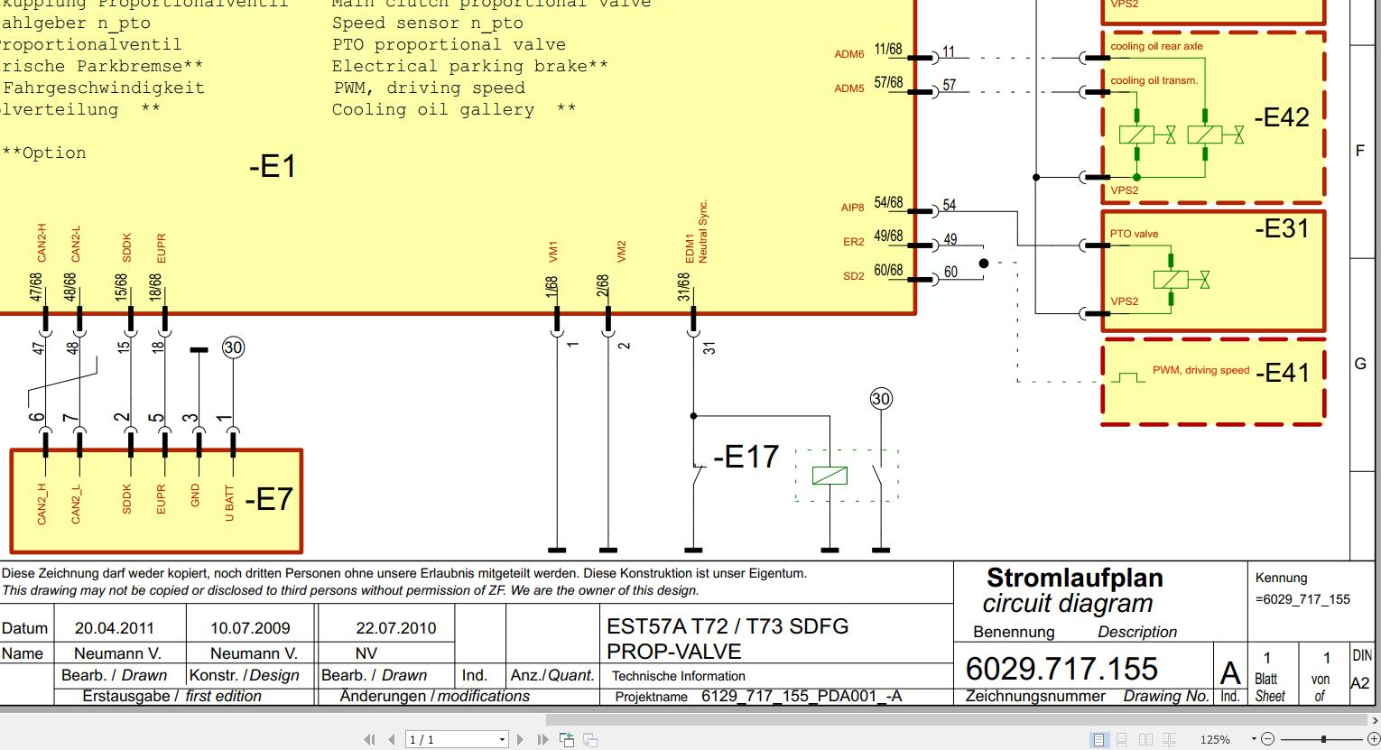ZF EST57A T72 T73 SDFG Control Unit Electrical Diagram PDF