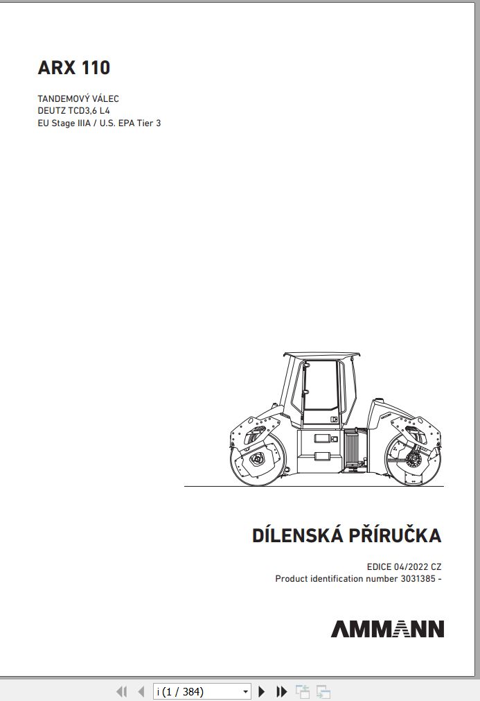 Ammann ARX110 Deutz TCD3.6 L4 Diagram And Workshop Manual 4-P08000-CZ 04.2022 PDF