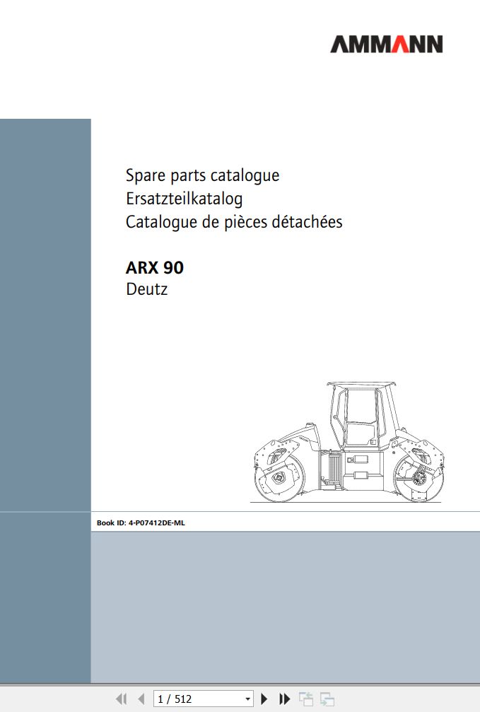 Ammann ARX90 Deutz Tier 3 Parts Catalog 4-P07412DE-ML 04.2017 PDF