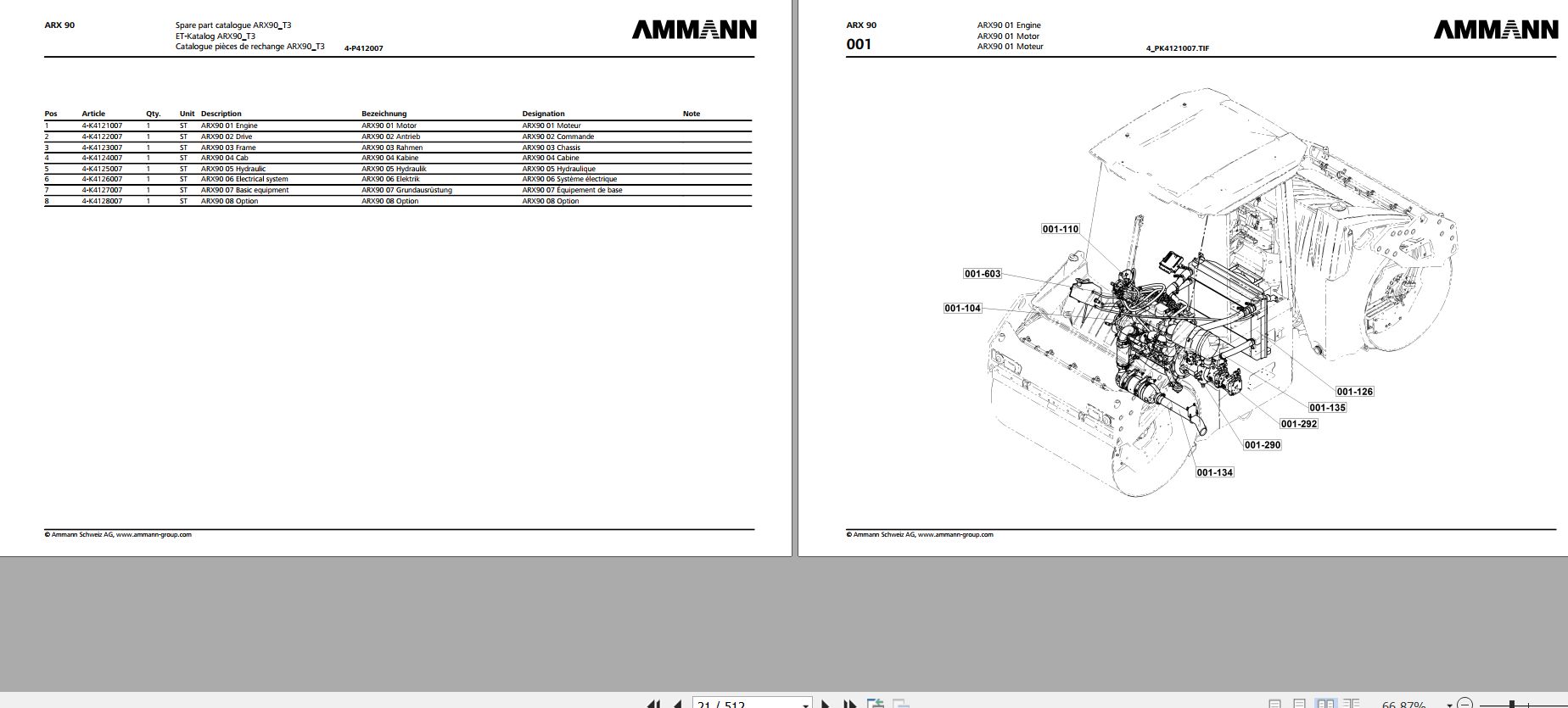 Ammann ARX90 Deutz Tier 3 Parts Catalog 4-P07412DE-ML 04.2017 PDF