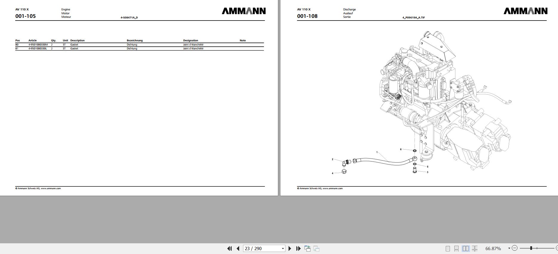 Ammann AV110X Cummins QSB3.3-C99 Parts Catalog 4-P07000-ML 07.2021 PDF