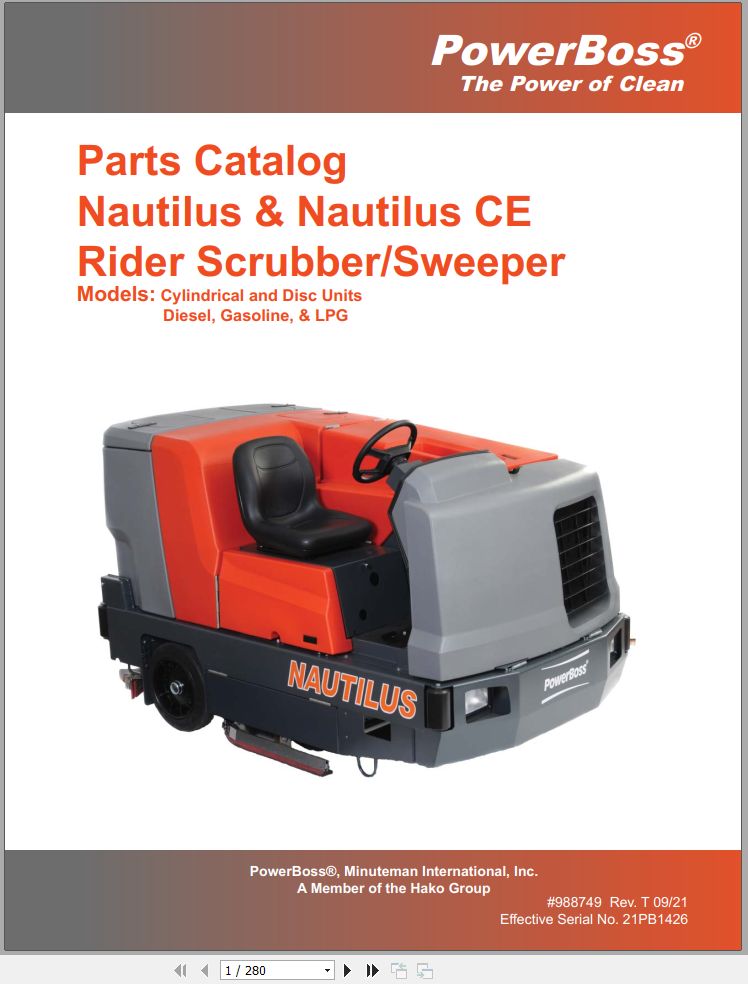Power Boss Nautilus & Nautilus CE Parts Catalog 988749 RevT PDF