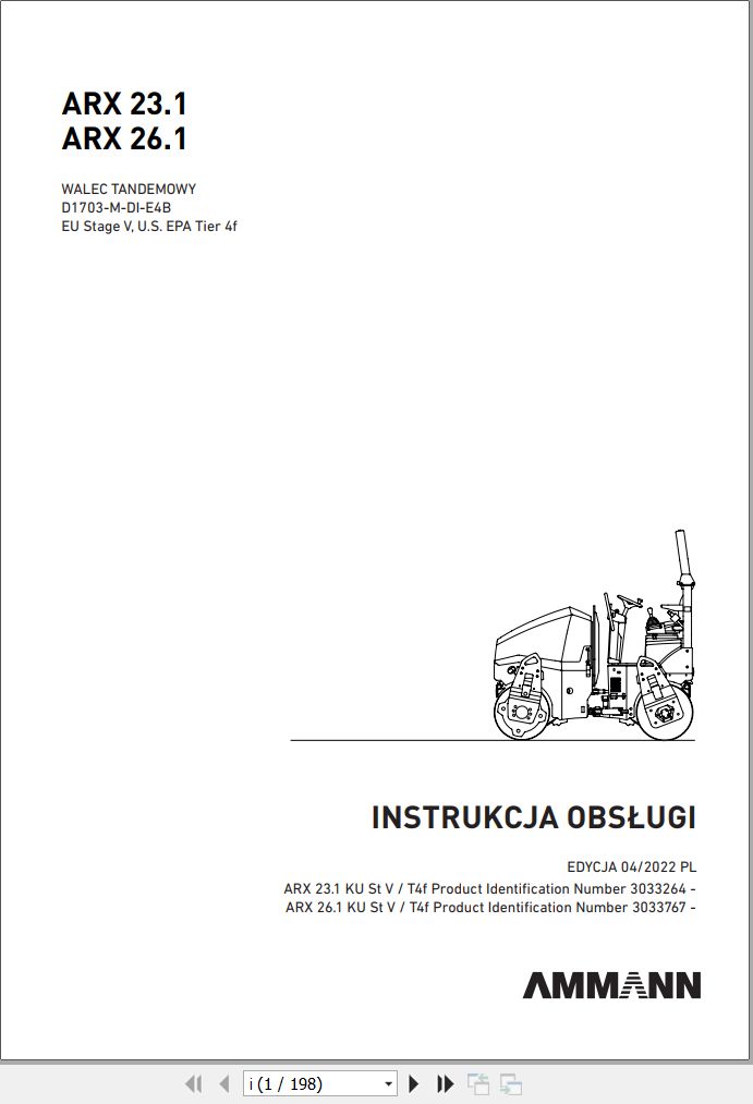 Ammann ARX23.1 ARX26.1 D1703-M-DI-E4B Diagrams and Operation Manual 04.2022 PL PDF