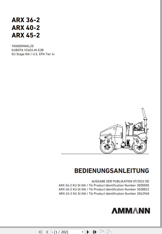 Ammann ARS110 TCD3.6 L4 Stage V Diagrams and Operation Manual 10.2021 EN PDF