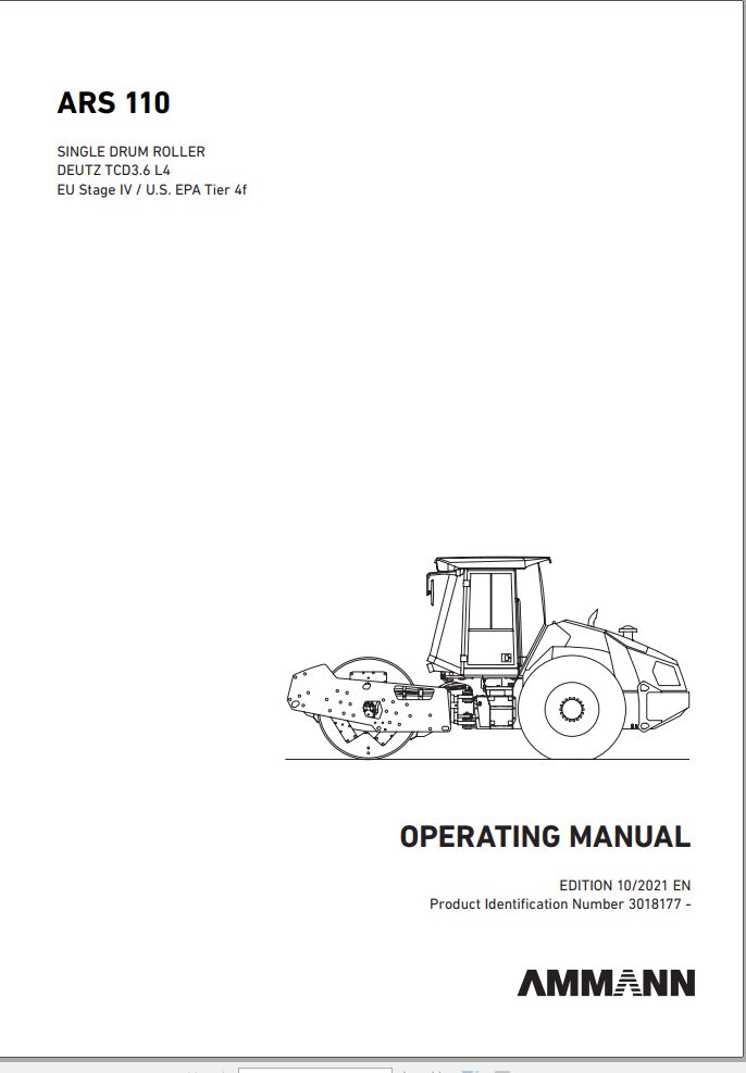 Ammann ARS110 TCD3.6 L4 Stage IV Diagrams and Operation Manual 10.2021 EN PDF