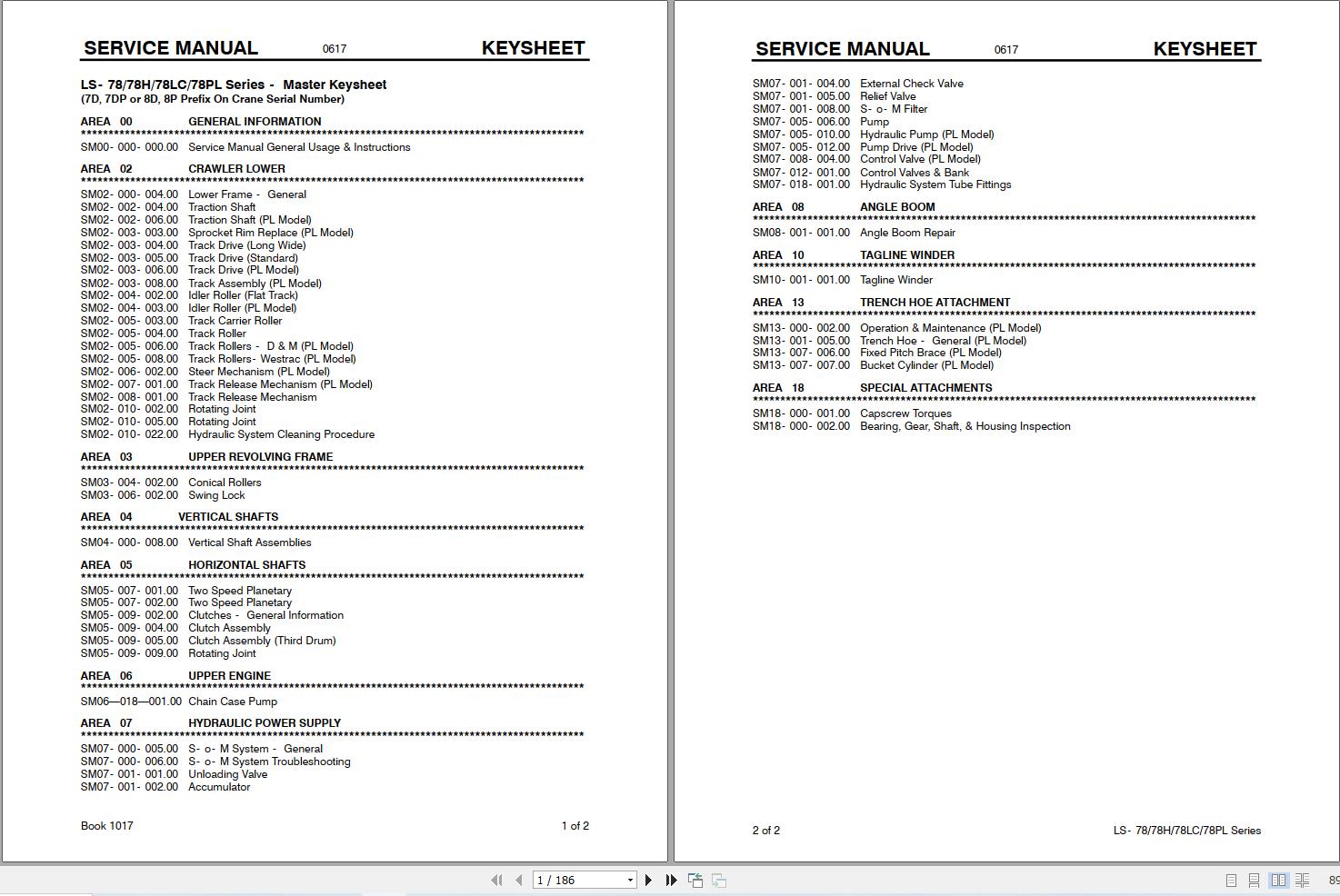 Link Belt LS-78PL Crane Service Manual PDF