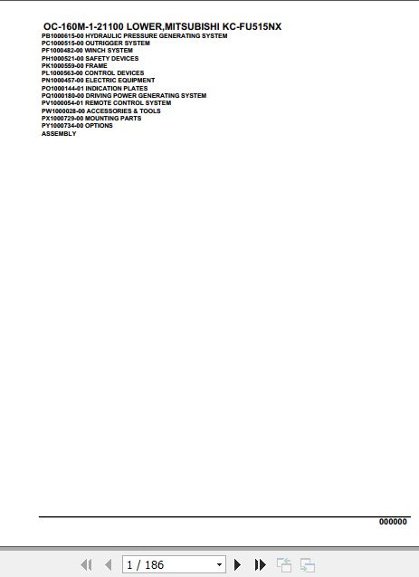 Tadano OC-160M-1 21100 Mitsubishi KC-FU515NX Lower Parts Manual PDF