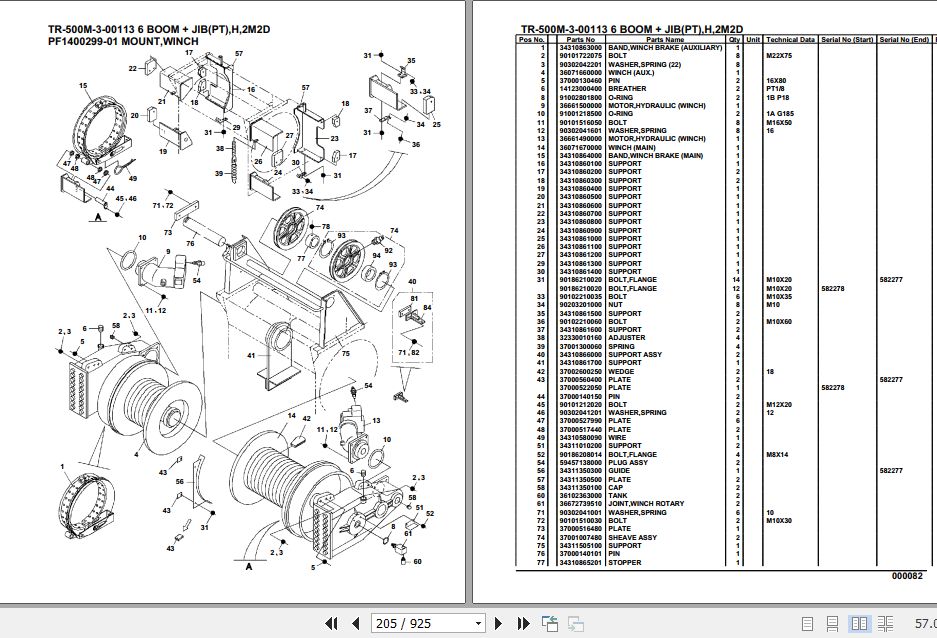 Tadano TR-500M-3 00113 Crane 6 Boom Jib PT H 2M2D Parts Manual PDF