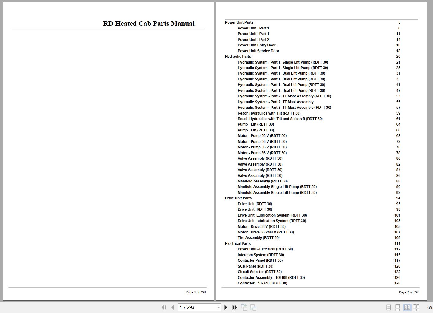 Crown RD Heated Cab Forklift Parts Manual PDF