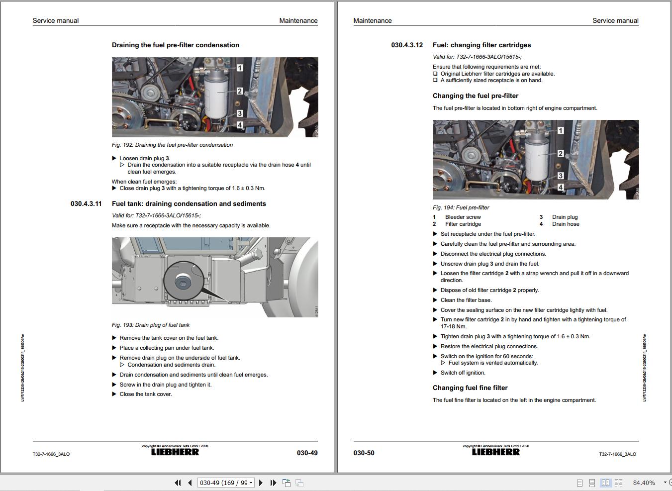 Liebherr T32-7-1666_3A Telescopic Handler Service Manual 12235429 2020 PDF