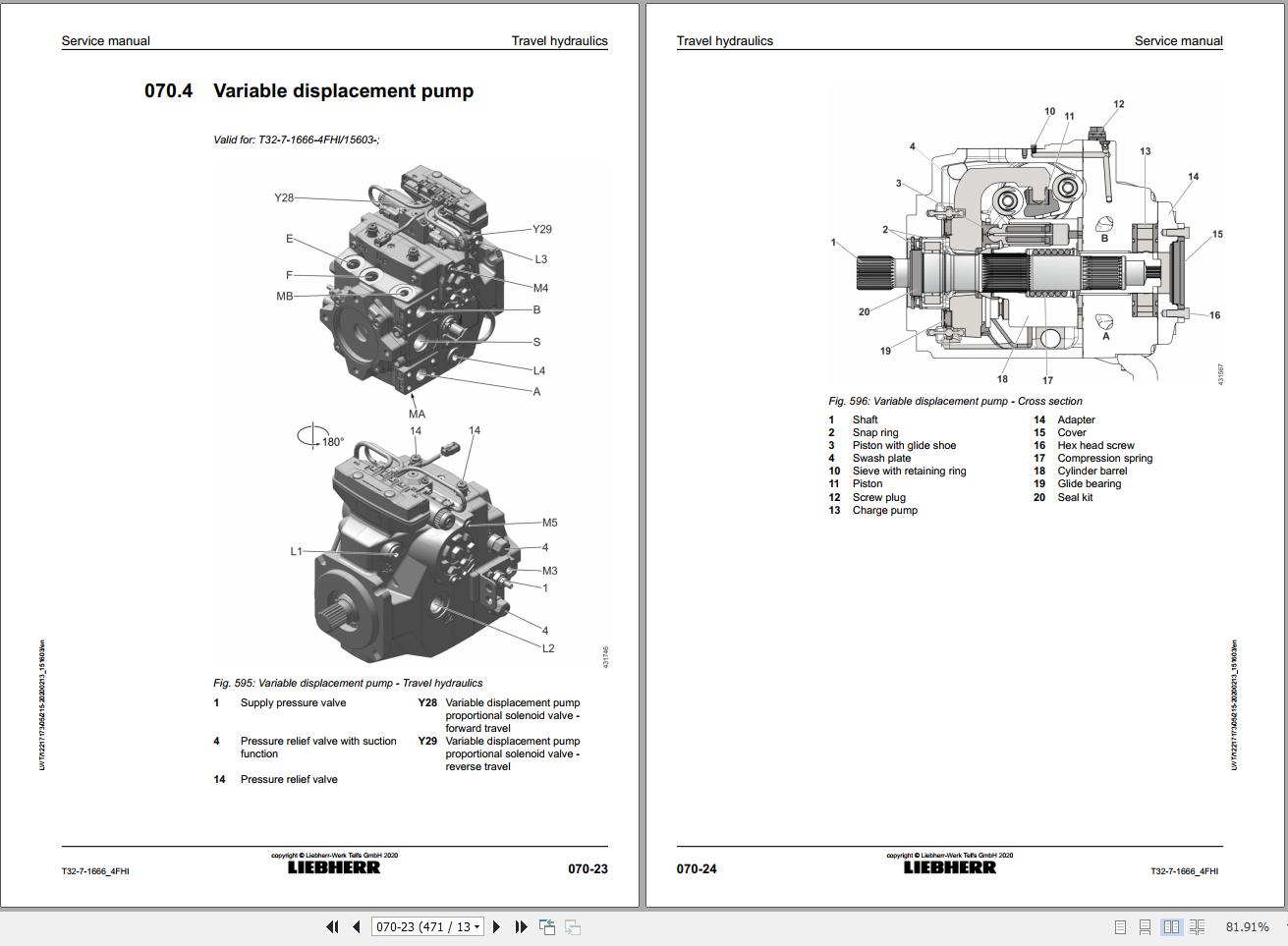 Liebherr T32-7-1666_4FS Telescopic Handler Service Manual 12217173 2020 PDF