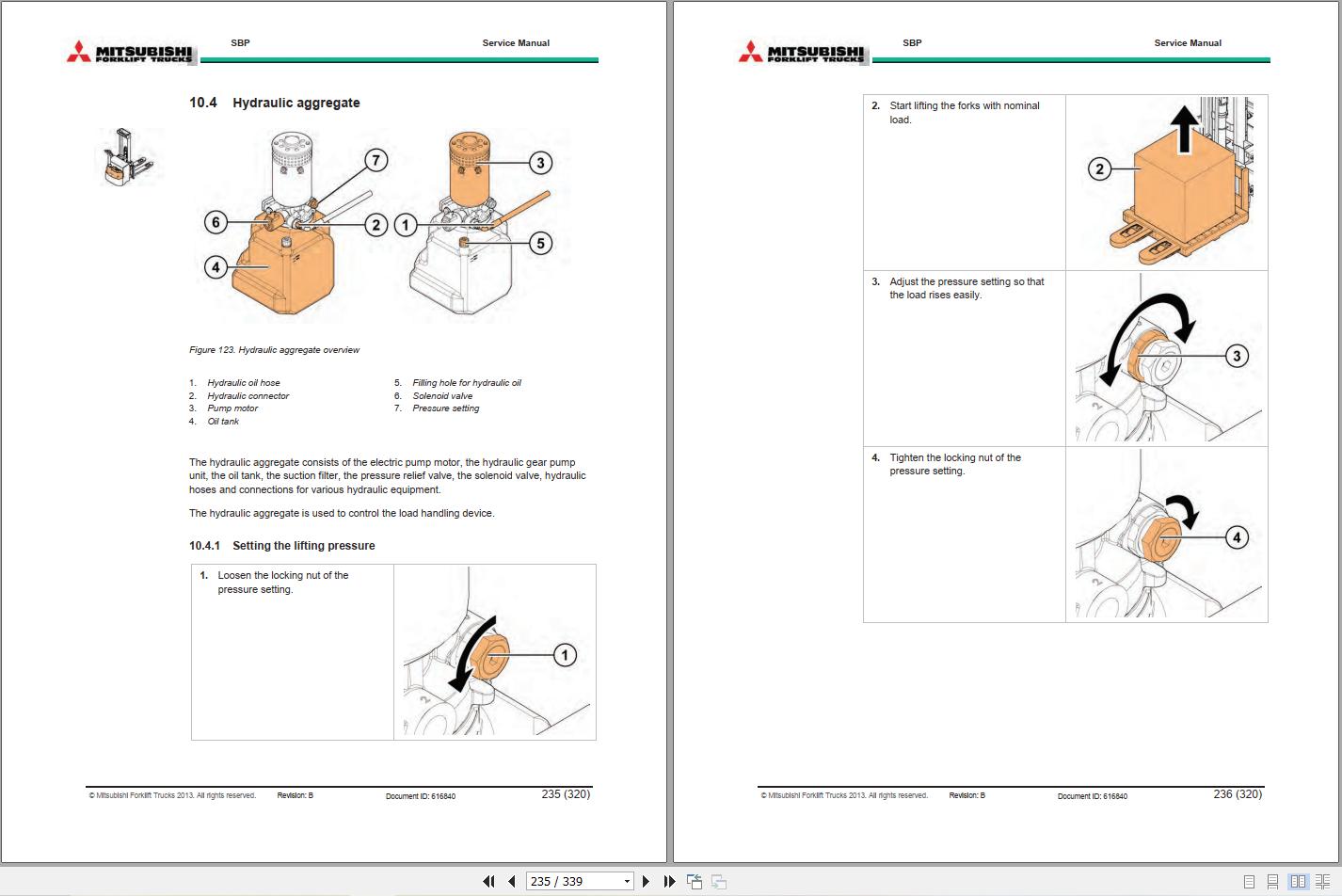 Mitsubishi SBP10N2 to RBS30CB Forklift Service Manual PDF