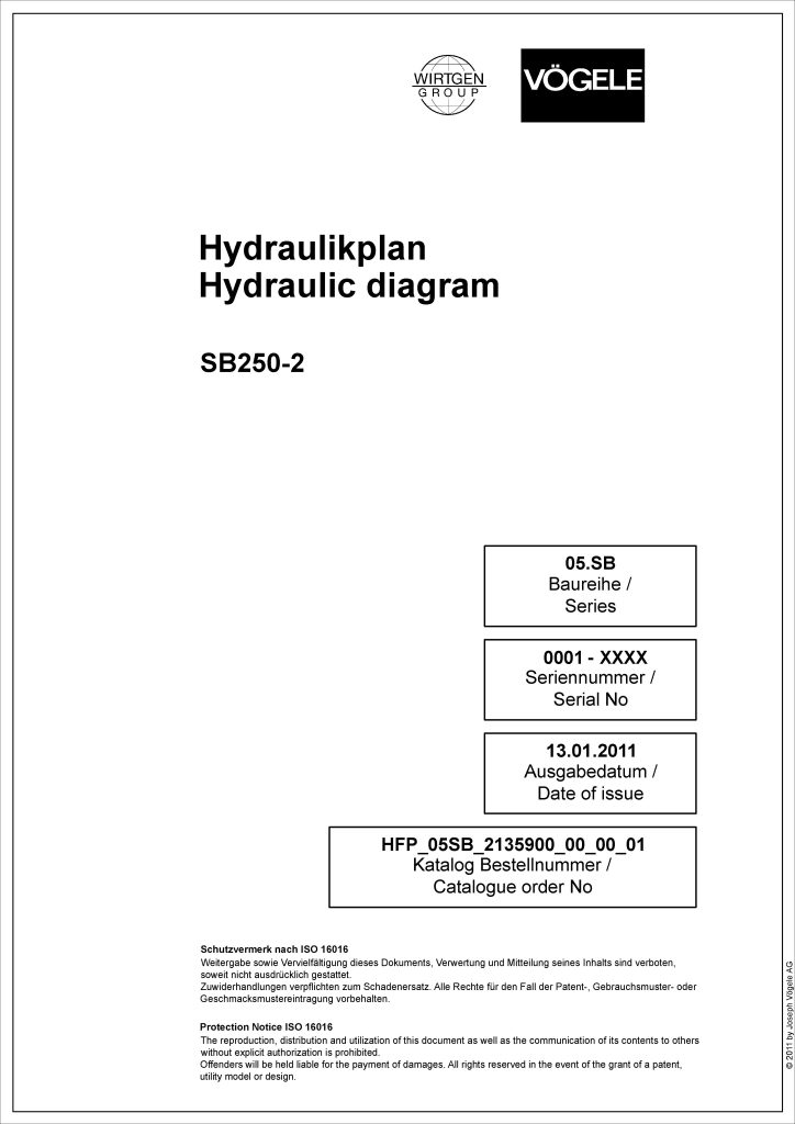 Vogele SB 250-2 Screeds Hydraulic Diagrams