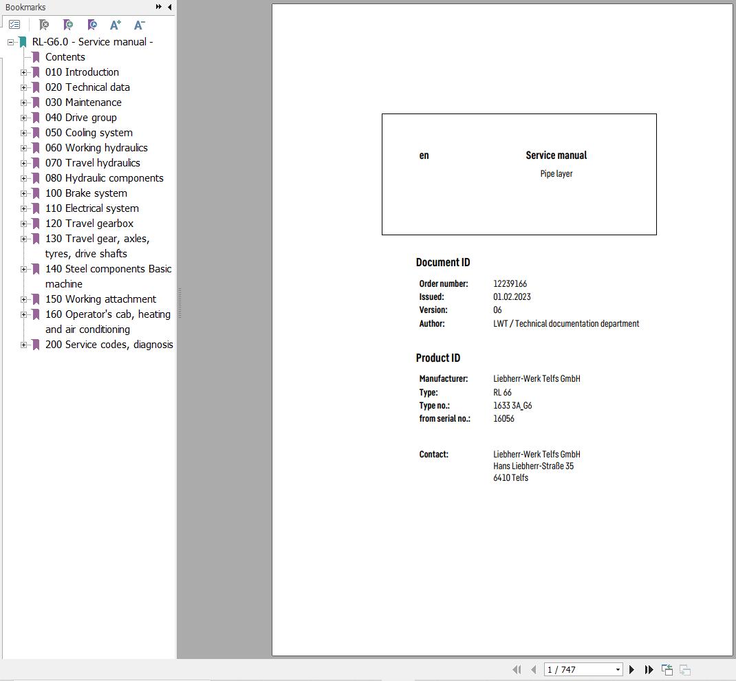 Liebherr RL66-1633 3A_G6 Pipe Layer Service Manual 12239166 PDF