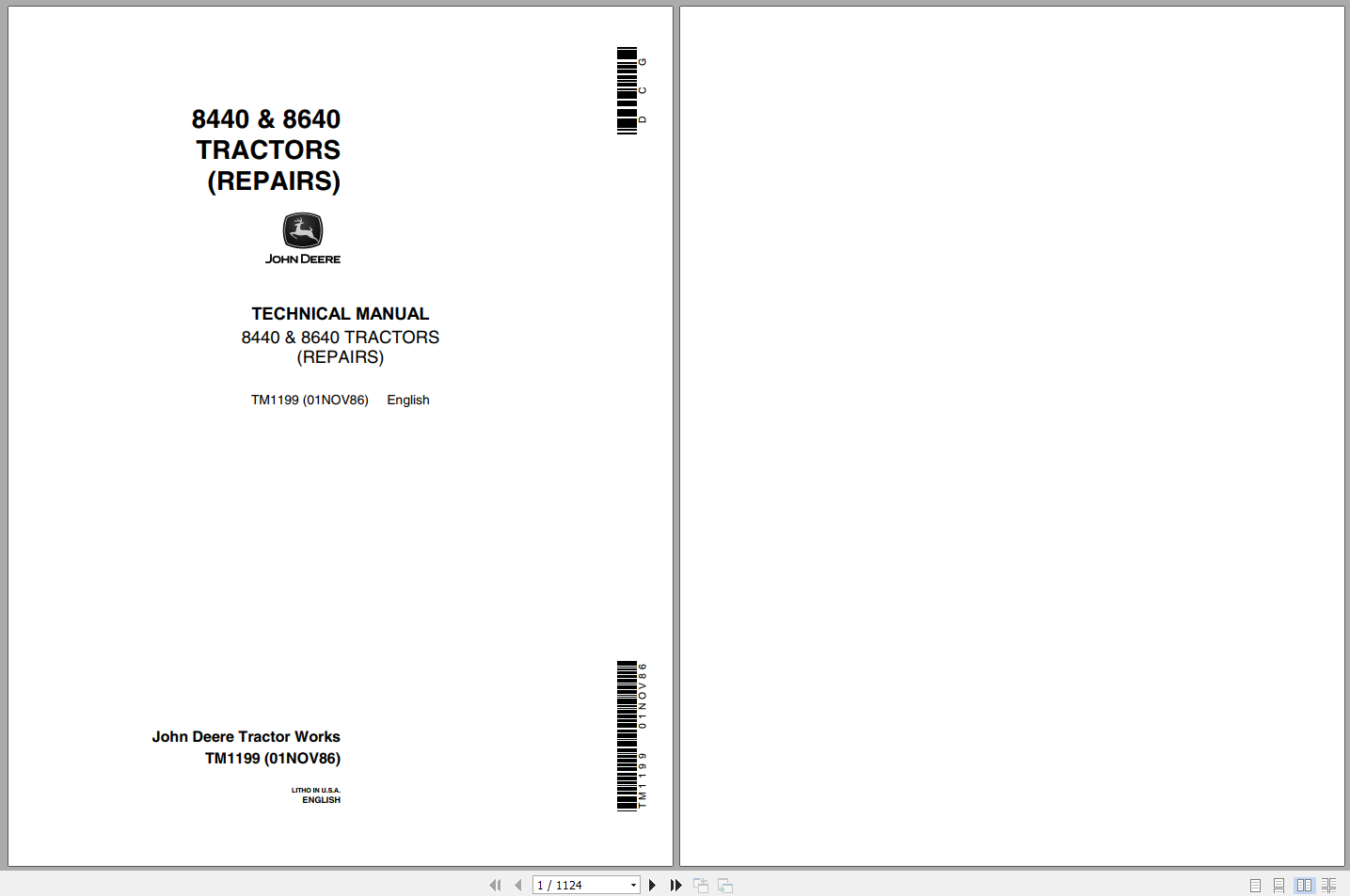 John Deere 8440 8640 Tractor Repair Technical Manual TM1199 PDF